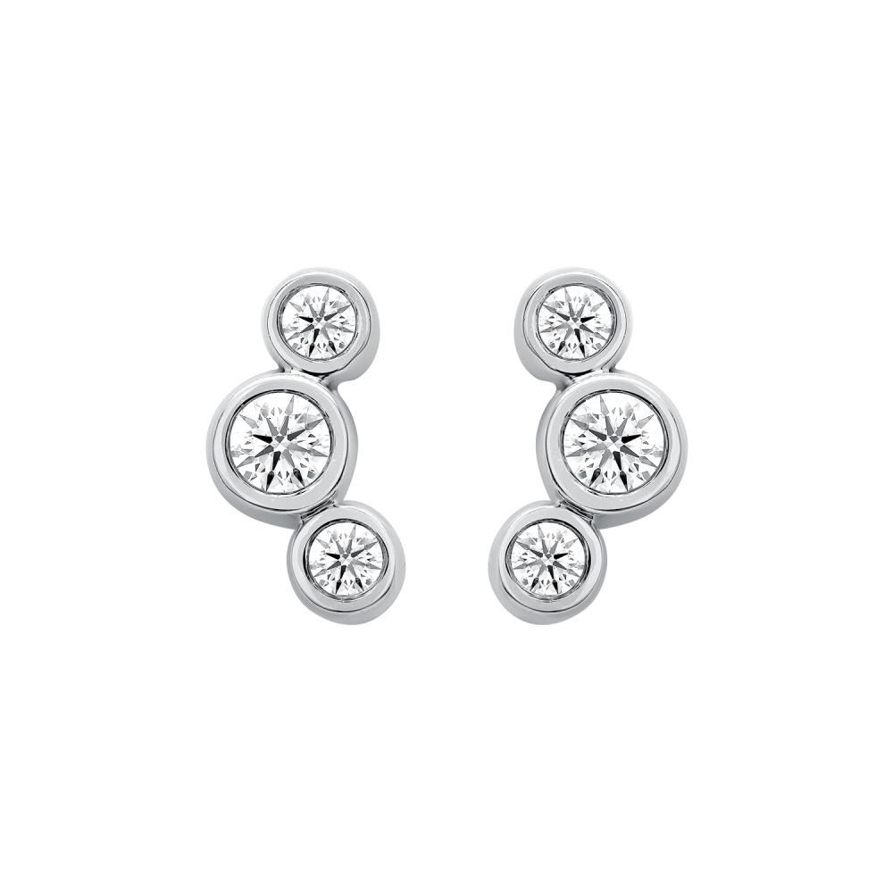 Moderné strieborné náušnice s guľatými lab-grown diamantmi Ebba | Eppi.sk